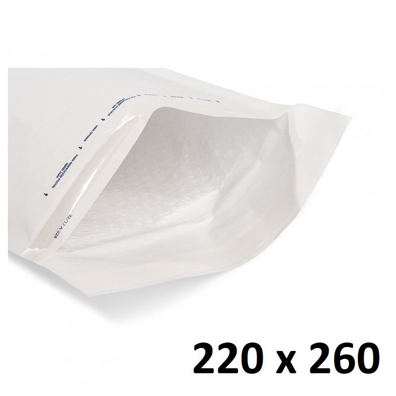 10X Enveloppe Bulles Matelassées Blanches 220x260mm 22x26cm E/5 K7 Livre