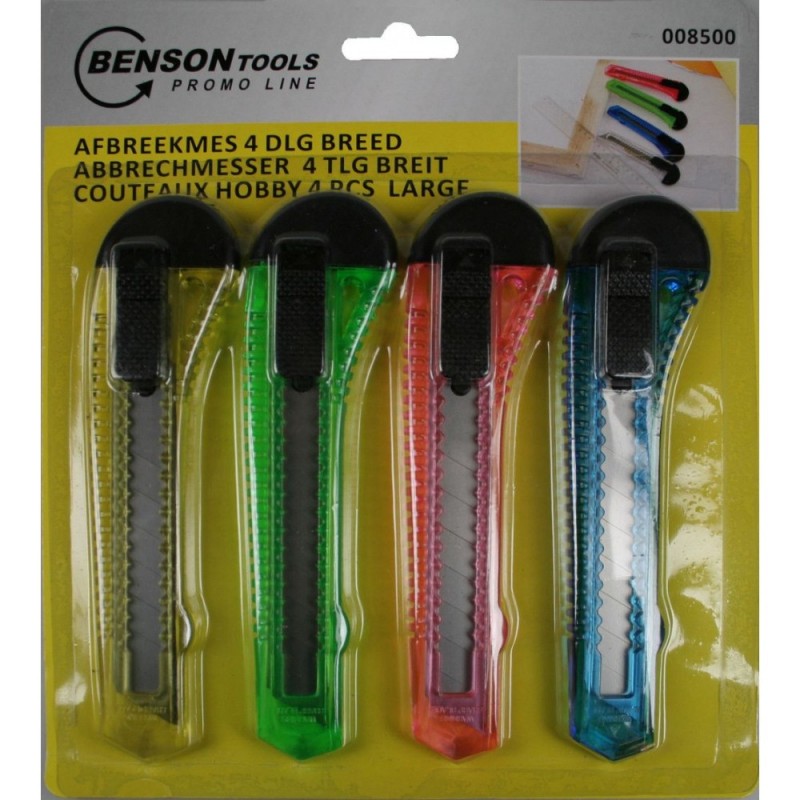 4 Cutters avec Grande Lame Large 18 mm Découpe Bricolage Cuter Couper