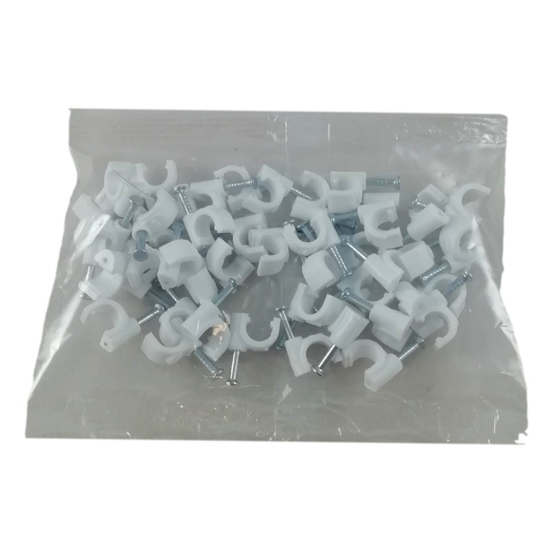 Lot de 50 Supports Muraux Blancs 8 mm Accroche Câble Fixation Murale ...