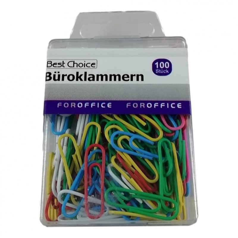 Boîte de 100 Trombones 2,8 cm Multicolores en PVC Bureau Organiseur Dossier